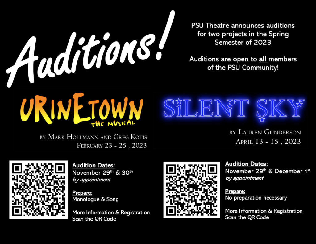 Auditions for Urinetown & Silent Sky – The Call Board